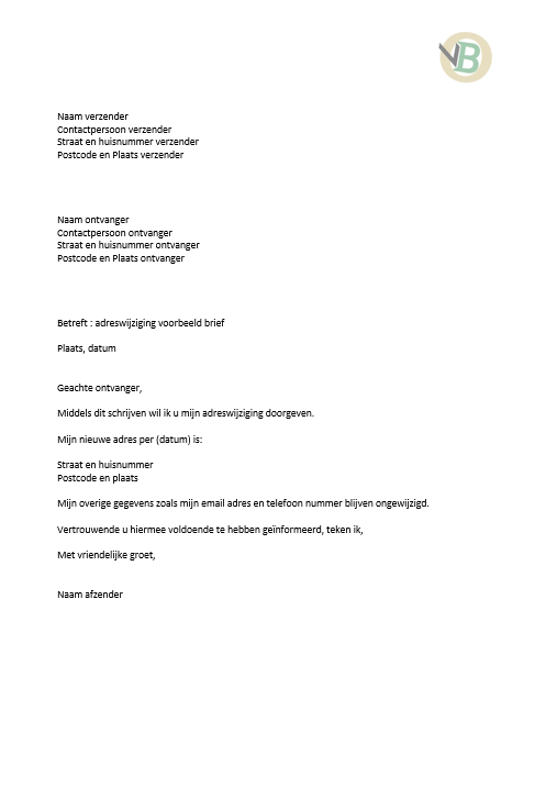 brief voorbeeld