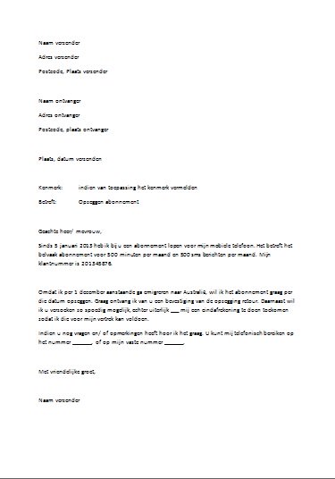 Gratis Formele Brief in Word