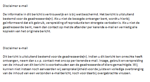 Voorbeeld Disclaimer Email