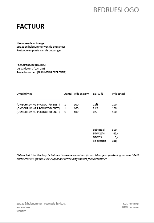 digitale factuur Word 2