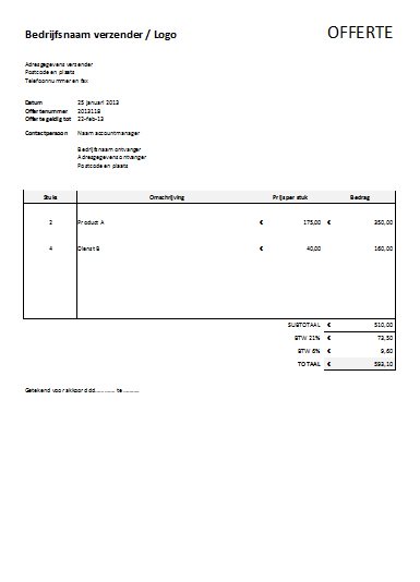Voorbeeld Offerte